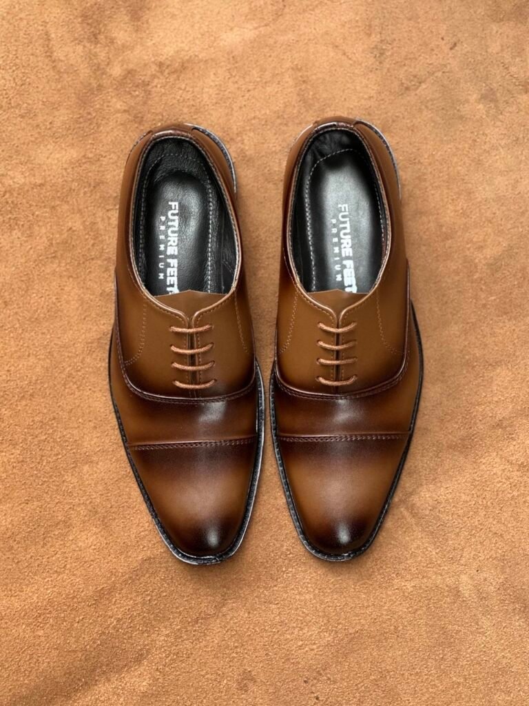Two-Toned Full Grain Cow Leather Cap-Toe Oxford Shoe - Future Feet Lanka